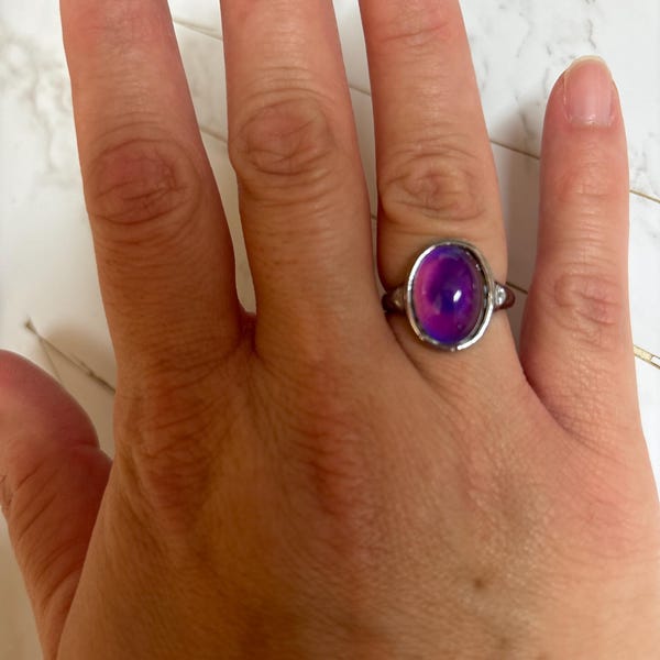 Adult Mood Ring, Silver Plated Color Changing Mood Ring, Size 7 8 9 10 ...