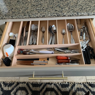Custom Drawer Divider Maple Silverware Organizer 6 Spaces - Etsy