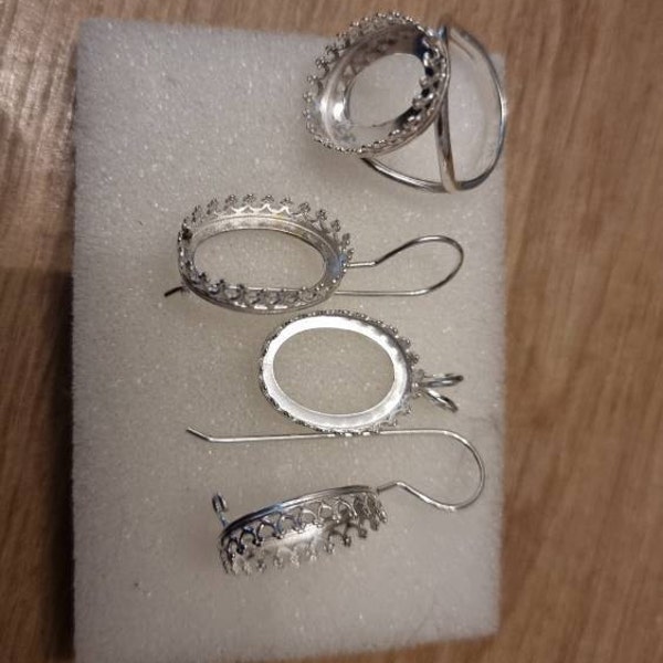 925 Sterling Silver Rectangular 4-prong Settings Different Sizes ...