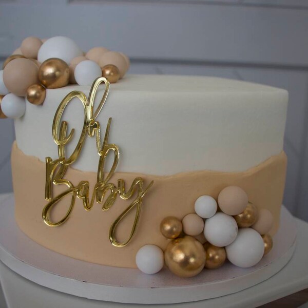 Oh Baby- Acrylic Cake Name Tags, Cake Charms, for Baby Shower, Gender ...