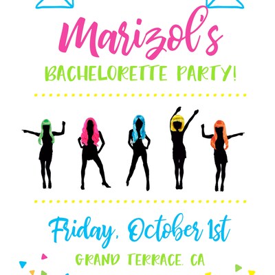 Neon Wiggin' Out Bachelorette Party Invite With Itinerary also ...