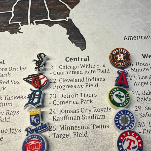 Push Pin Baseball Bucket List US Map | All Ball Parks Listed | Major ...