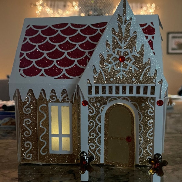 3D Gingerbread House SVG Cut File - 3D Paper Gingerbread House ...