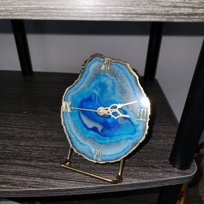 Crystal Table Clock Home Décor Vintage Natural Real Stone Desk Décor ...
