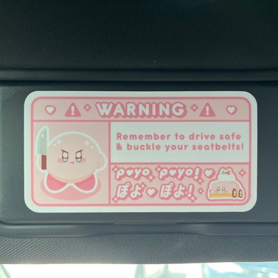 Cute Car Warning Sticker Car Decal, Pink Kawaii, Airbag Label ...