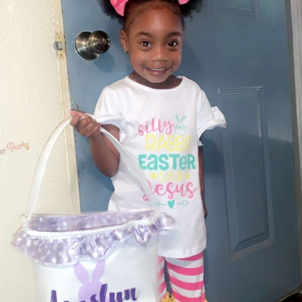 Kids Easter Basket With Ruffles ,girls Easter Basket With Name,boys ...