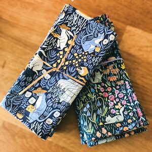 Cloth Napkins Sets of 4 Dapper Foxes Gray Orange Black | Etsy