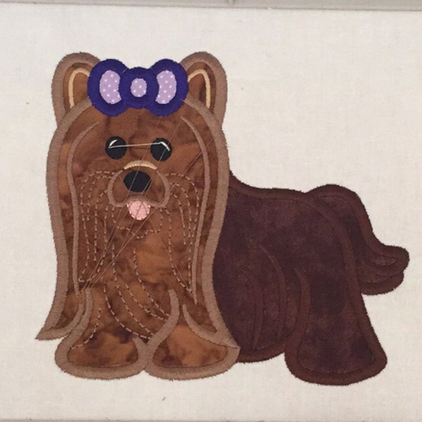 Cute Yorkie Embroidery Applique Design - Etsy