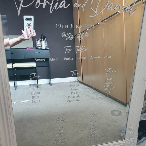 Mirror Wedding Table Plan Vinyl Lettering/vinyl Stickers DIY Seating ...