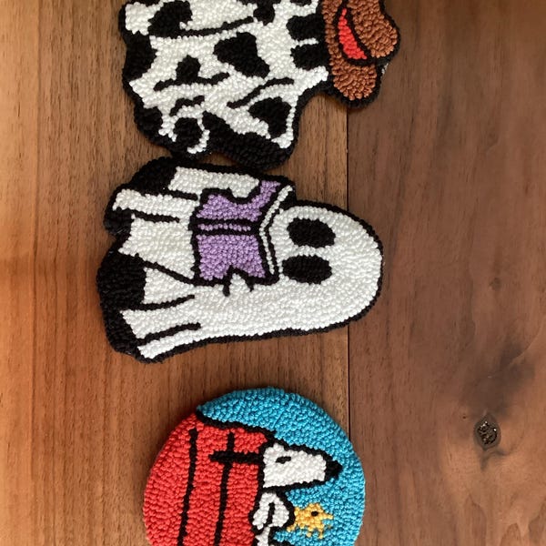 Pink Bow Coaster, Cherry Punch Needle Coaster,cherry and Bowl Mug Rugs ...