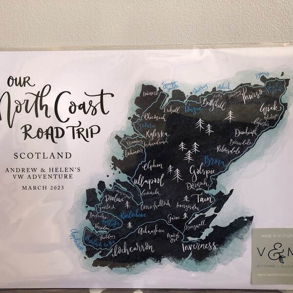 Whisky Map of Scotland - Scottish Scotch Calligraphy Illustration ...