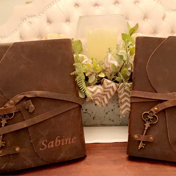 Personalized Leather Journal, Wedding Guest Book, Sketchbook, Leather ...