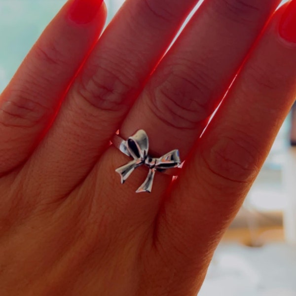 Sterling Silver Bow Ring - Etsy
