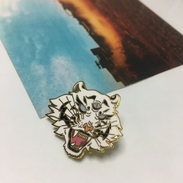 Tiger Enamel Pin With Glitter Eyes - Lapel Pin, Cloisonné Badge, Hard ...
