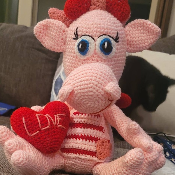 Dragon Crochet Pattern, Valentine Dragon, Pink Dragon (english PDF File ...