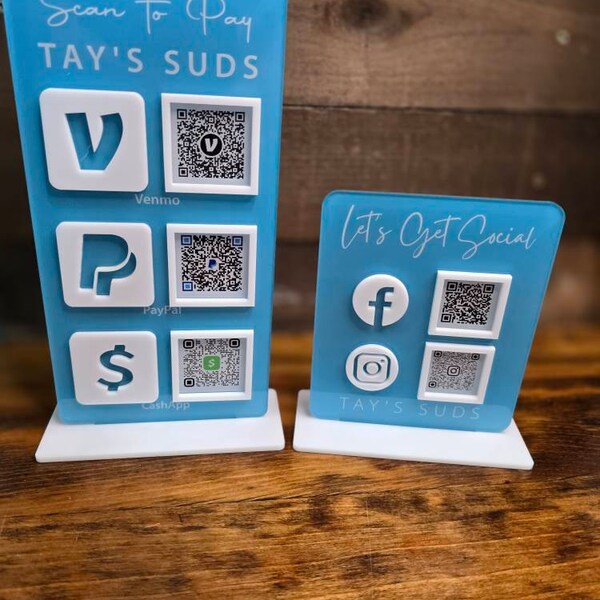 Social Media Sign, QR Code Sign, 3 Icons & QR Codes, SIZE 6x6 Inches - Etsy