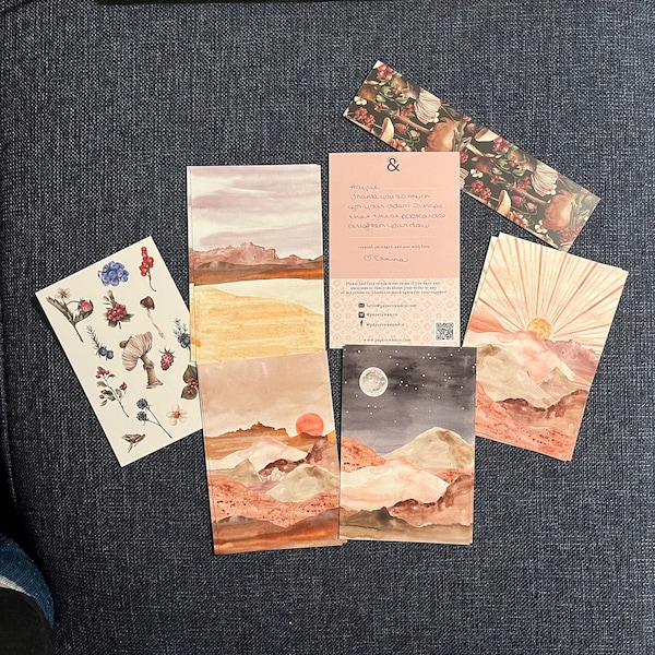 Desert Landscape Postcard Set of 4 or 8 | Watercolor Nature Art | Boho ...