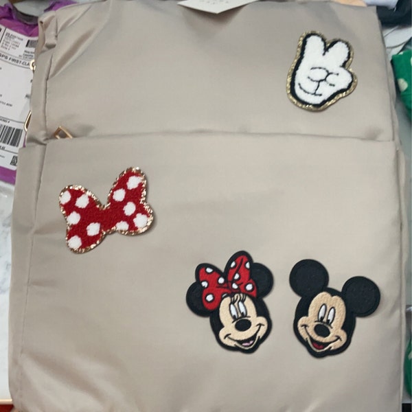 Mickey Peace Sign Hand Chenille Glitter Iron on Patch- Mickey Mouse ...