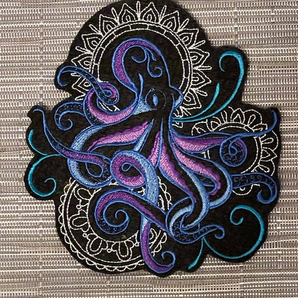 Octopus Embroidered Patch - Under the Sea Patches - Sea Embroidery ...