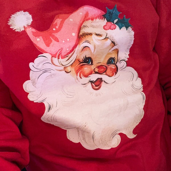 Pink Santa Retro Christmas T-shirts Sweatshirts for Women Pink ...