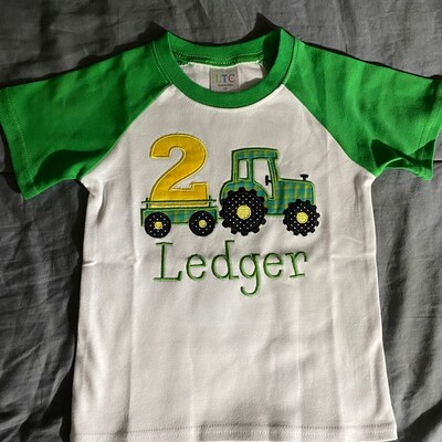 Monogram Tractor Birthday Raglan Tee, Farm Birthday Shirt, Tractor ...