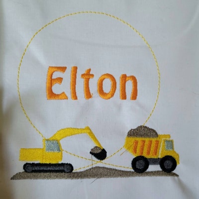 Construction Vehicles, Excavator and Dump Truck Frame Monogram Machine ...