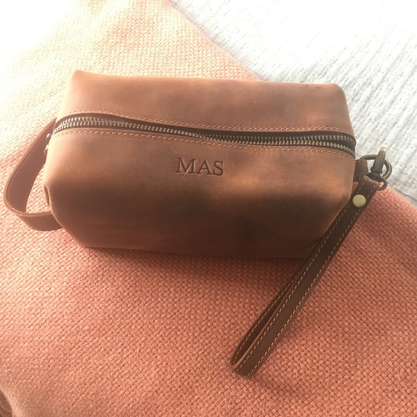 PERSONALIZED Dopp Kit Mens Leather Dopp Monogrammed Grooming Kit ...