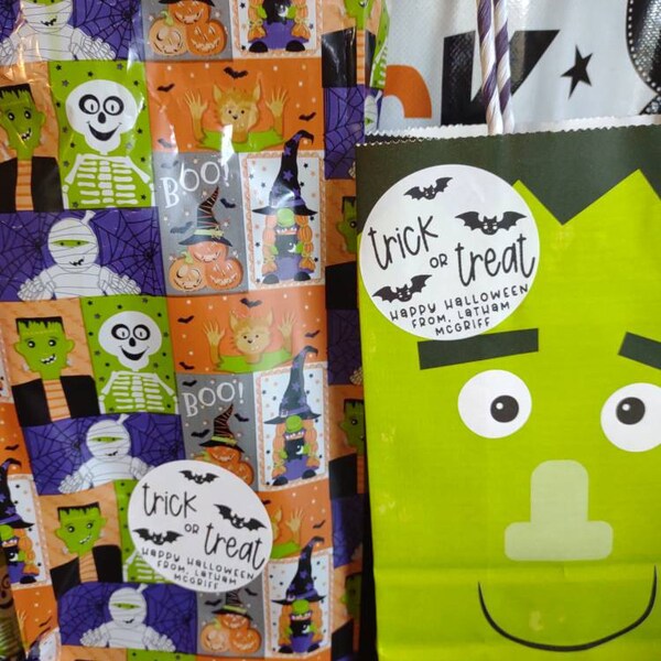 Trick or Treat Bag Stickers | Halloween Labels | Custom Halloween ...