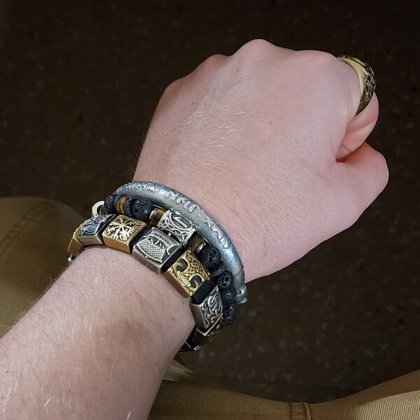 Seer's Vision Norse Rune Bracelet, Personalized, Tiger's Eye, Lava ...