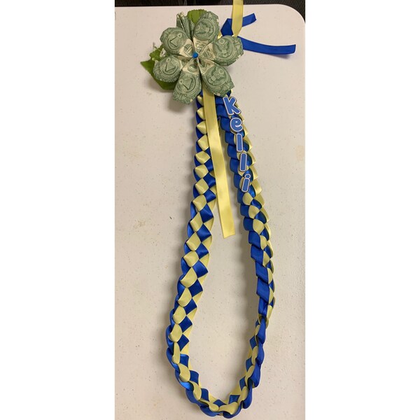 Ribbon Lei, Blue Ribbon Lei, Graduation Lei, Girls Graduation Lei ...