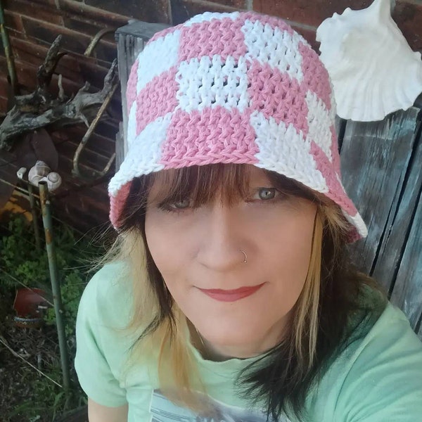 Checkerboard Bucket Hat Crochet Pattern - Etsy