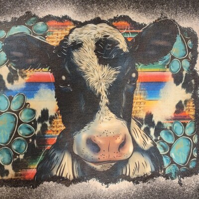 Serape Cowhide Gemstone Background Baby Calf PNG Sublimation Design ...