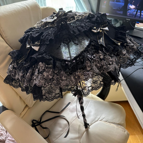 Gothic Lolita Parasol, Black Lace Umbrella, Classy and Elegantly ...