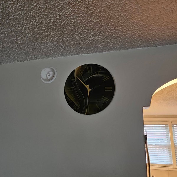 Glass Abstract Wall Clock Wall Art, Modern Marbled Style Tempered Glass ...