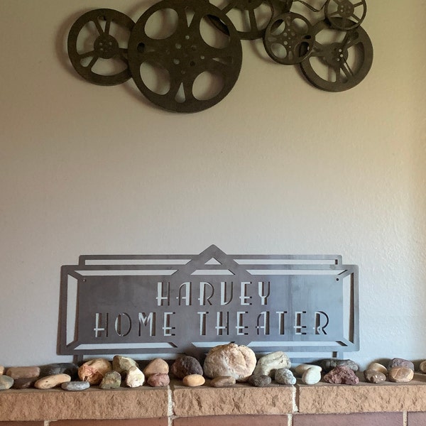 Custom Metal Home Theater Marquee Sign - Personalized Name Sign - Art ...