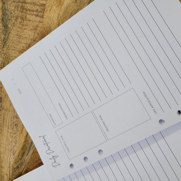 A5 Devotional Inserts PRINTED Bible Study Notes Christian Planner ...