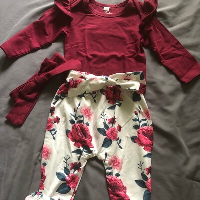 Baby Girl Flower Fall, Personalized Autumn Clothes Set, Infant ...