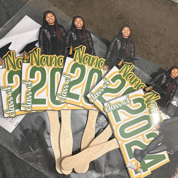 Custom Graduation 2024 Fan, Big Head on a Stick, Custom Graduation Big ...