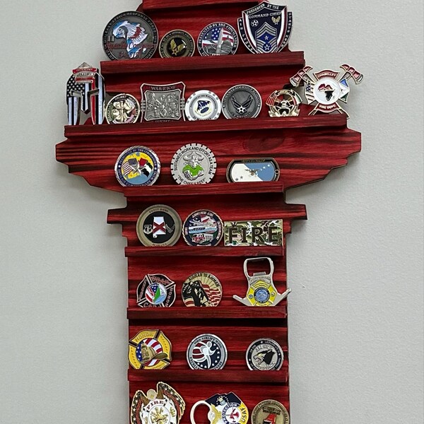 Firefighter Challenge Coin Display, Fire Hydrant, Gift for Firefighters ...