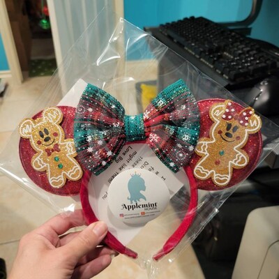 Christmas Gingerbread Mickey Ears, Christmas Minnie Ears, Mouse Ears ...