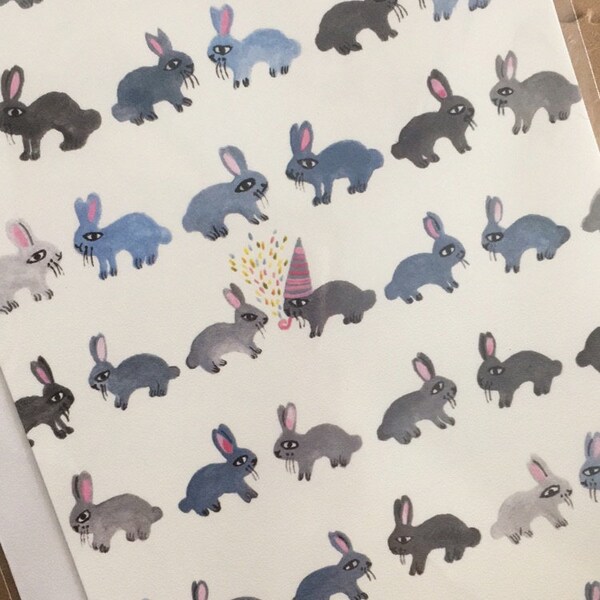 Birthday Card, Greeting Card, Rabbit, Stationery, Cartetu De Vœux ...
