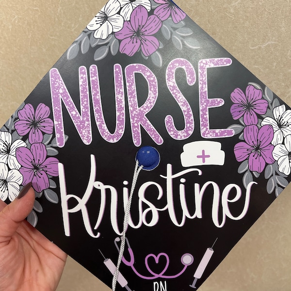 Custom "cherry Blossom Bsn" Graduation Cap Topper, Nursing Graduation ...