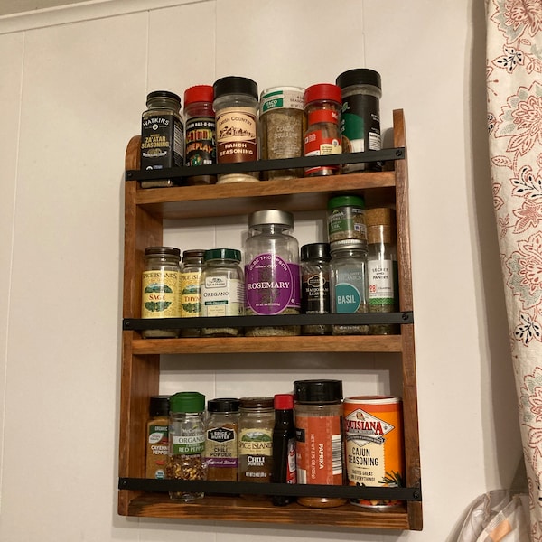 Rustic Reclaimed Wood Spice Wall Rack, Essential Oil Storage - Etsy