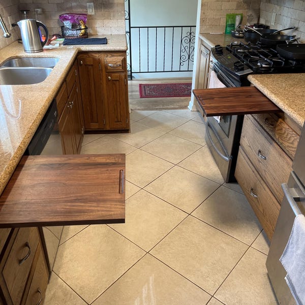 Walnut Replacement Custom Slide Out/pull Out Cutting Board W/maple End ...