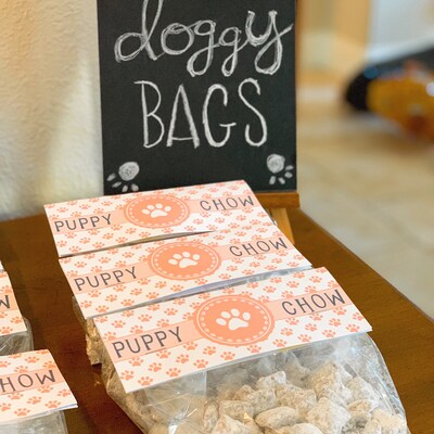 Puppy Chow Treat Bag Toppers, Puppy Birthday Party Thank You Bag ...