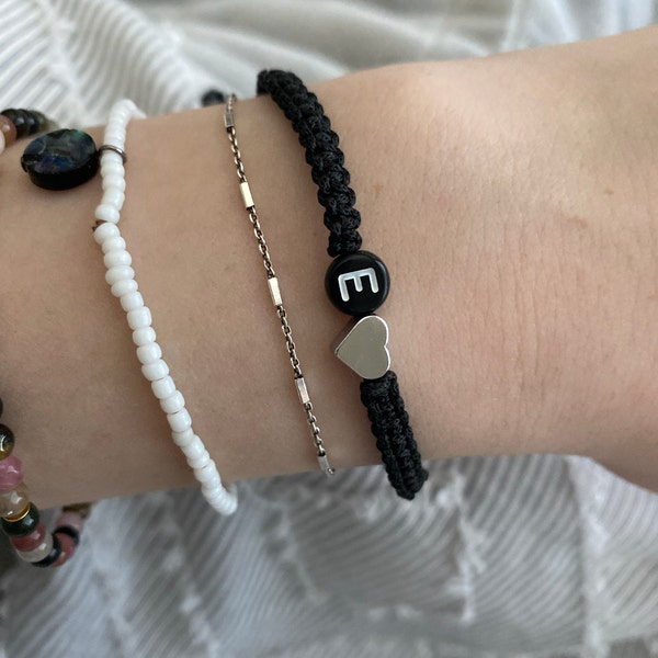 Set of 2 Personalized Initial Bracelets With Colorful Heart | Custom Matching Bracelets for ...