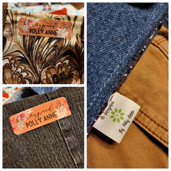 Fold-over Fabric Garment Product Tags for Handmade Items Customise With ...