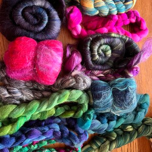 BFL Grab Bags 50g Mixed Hand Dyed Fleece Wool and Top for Spinning and ...
