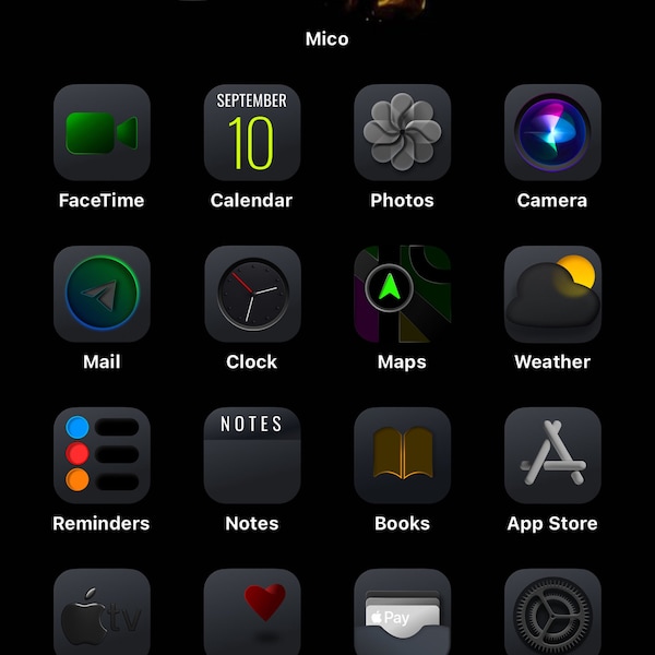 IPhone 15 Ios 17 Dark Mode Icons Pack - Etsy Canada