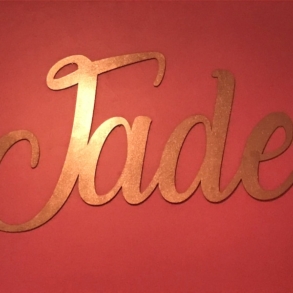 Gold Glitter Calligraphy Name Sign - Laser Cut Wall Letters - Gold ...